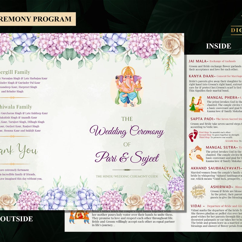 Hindu Wedding Program - Etsy