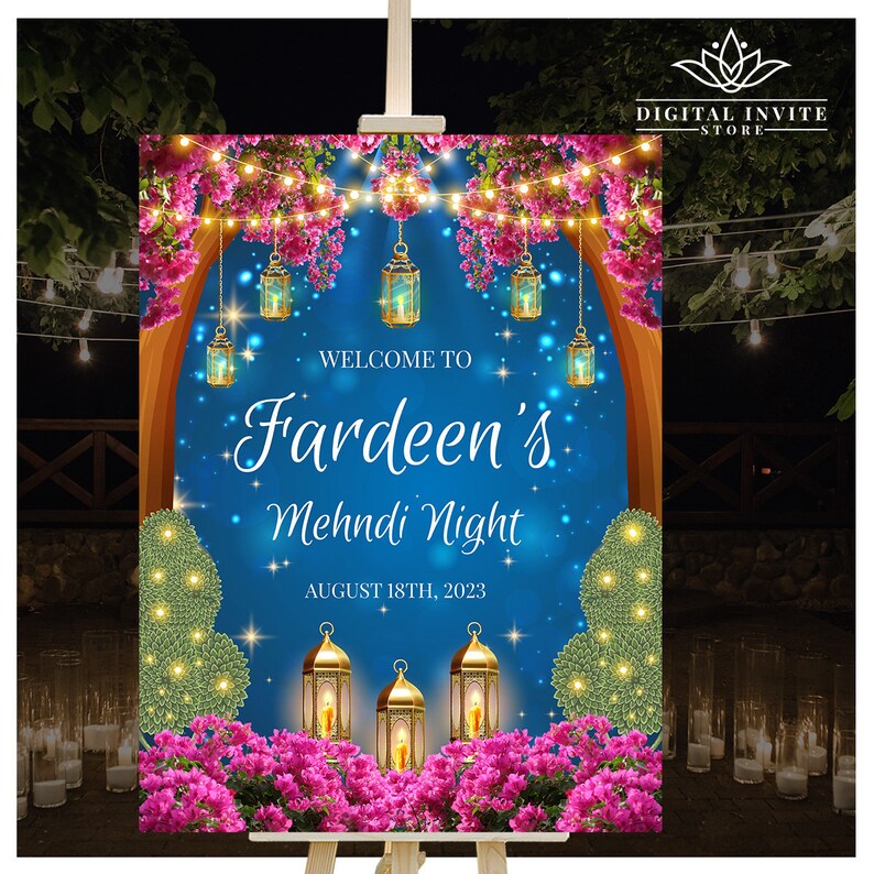 Mehendi Welcome Signage Board Mehndi Signs Lanterns Desi - Etsy