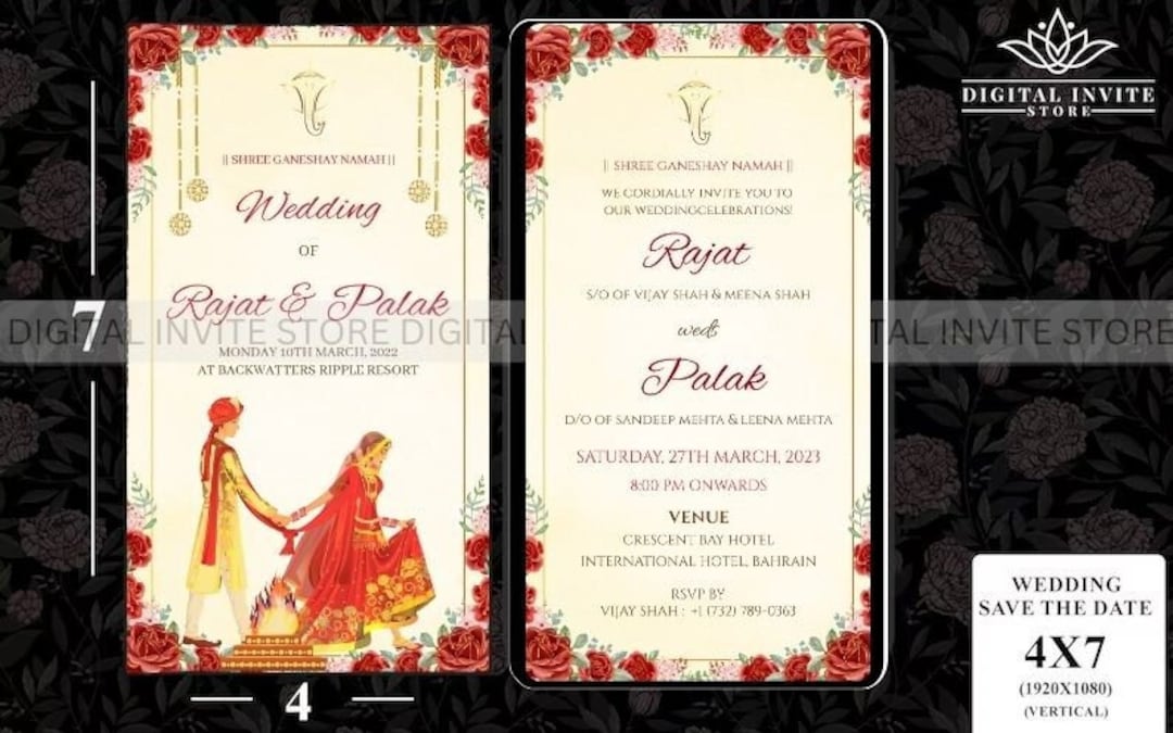 Hindu Wedding Cards Set, Indian Wedding Digital Invites as Indian ...