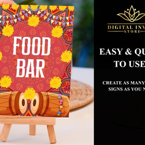Buy Food Bar Signs, Wedding Food Stall Signs, Indian Wedding Decor ...