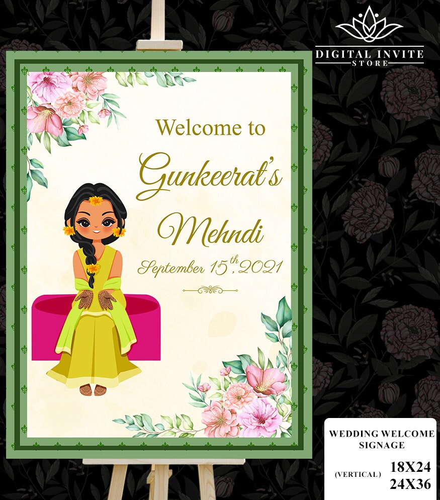 Henna Signage Board as Mehndi Signage Bridal Welcome Signs - Etsy