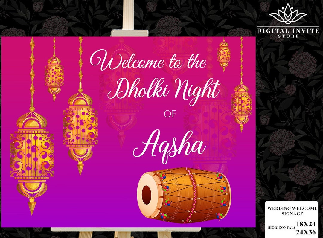 Muslim Dholki Signs With Umbrella & Lanterns Theme Sign, Muslim Dholak ...