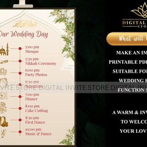 Muslim Wedding Program, Nikkah Timeline Poster, Nikkah Program & Nikkah ...