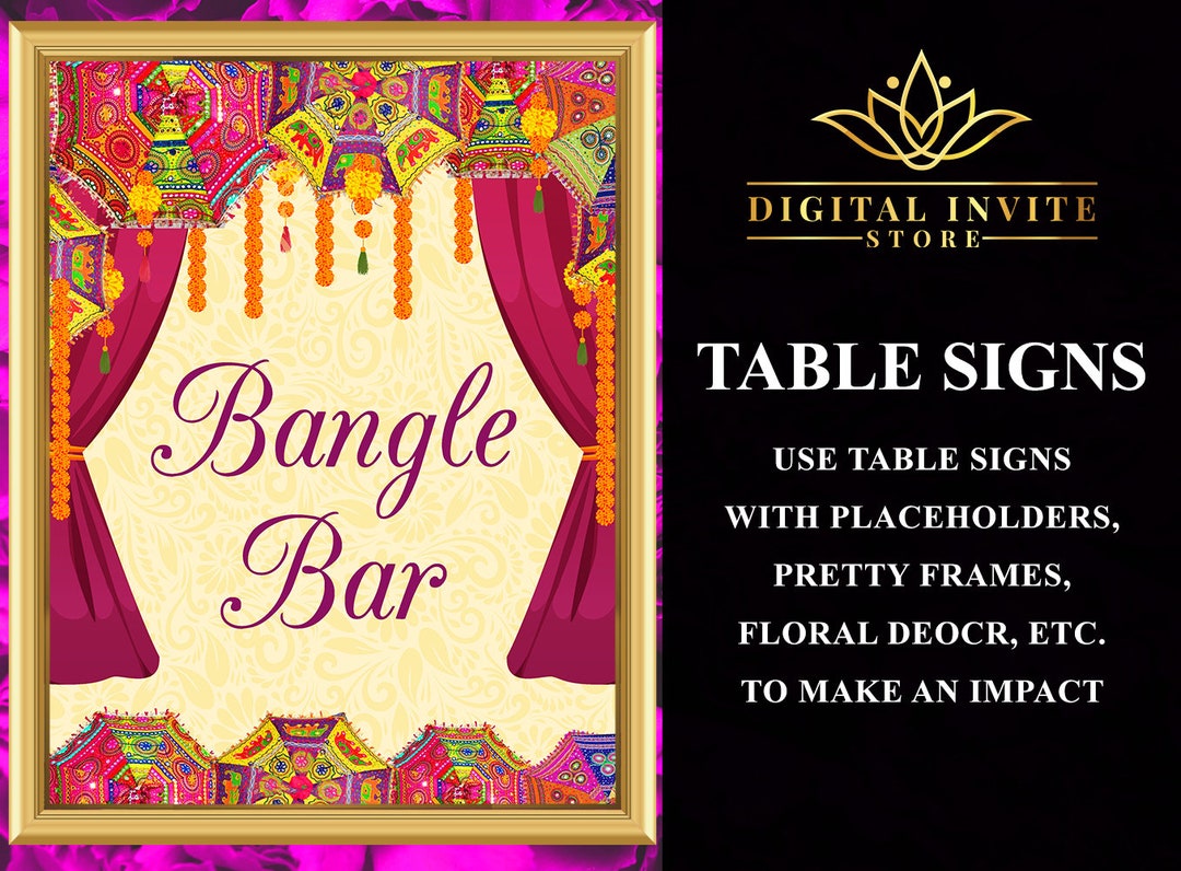 Bangle Station Signs, Bindi Station Sign Bangle Bar Sign Mehndi ...