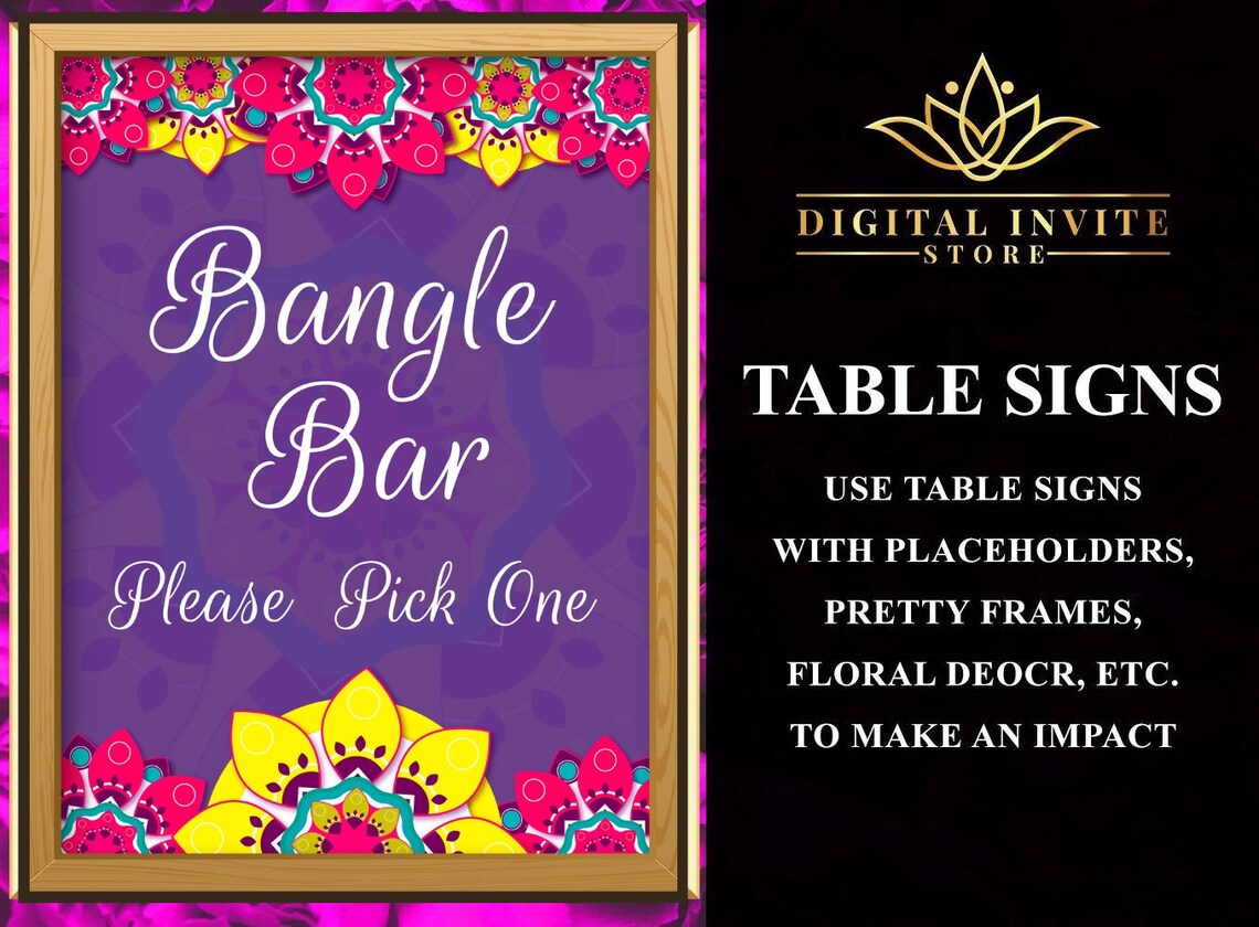 Bangle Station Signs, Mehndi Decoration Bindi Bar Sign, Bindi Station ...