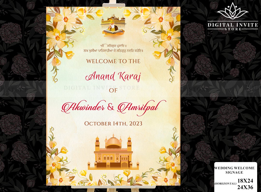 Sikh Wedding Welcome Sign, Punjabi Wedding Signs, Sukhmani Path Sign ...