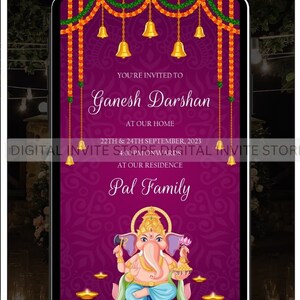 Ganesh Chaturthi Invitation Ganesh Darshan Card, Ganesha Invitations as ...