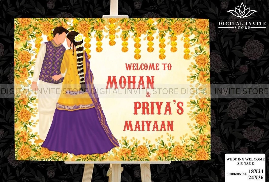 Maiyan Welcome Sign, Maiyaan Signage Board, Haldi Ceremony Welcome ...