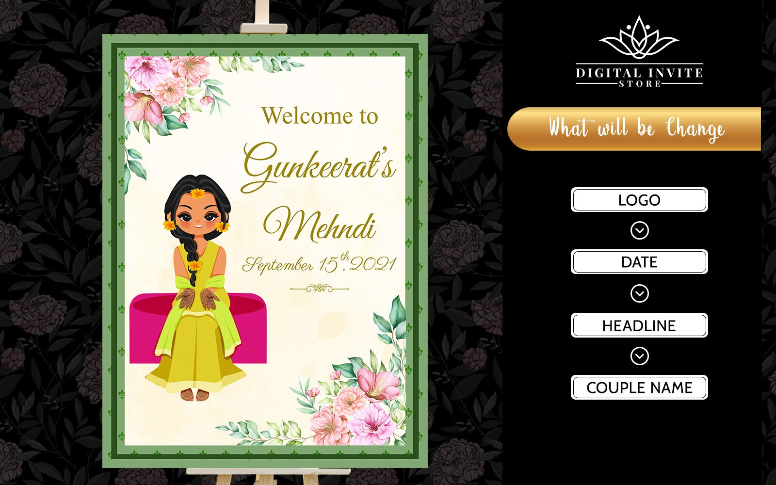 Henna Signage Board as Mehndi Signage Bridal Welcome Signs - Etsy