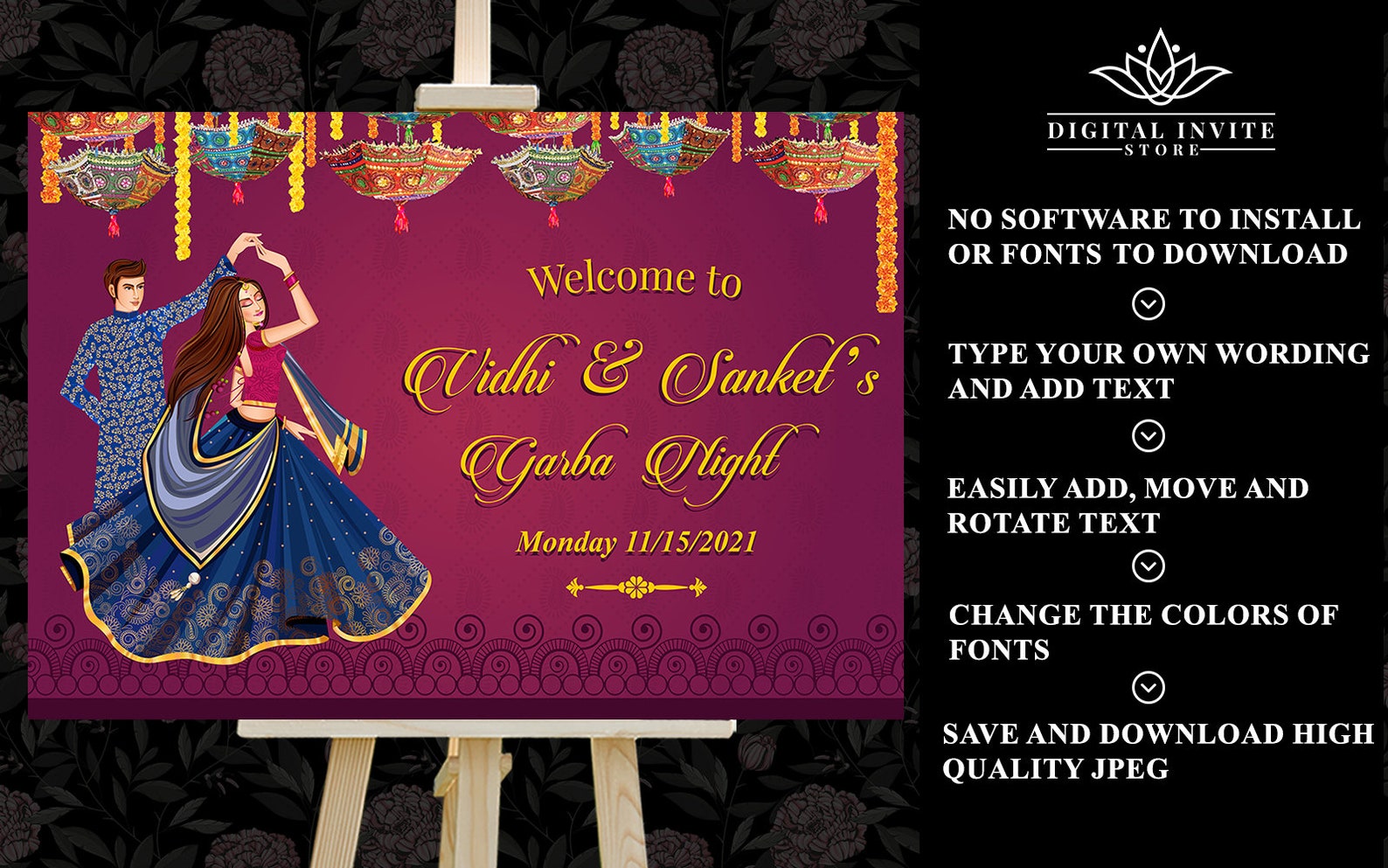 Garba Night Signagesindian Sangeet Decor Garba Sign | Etsy