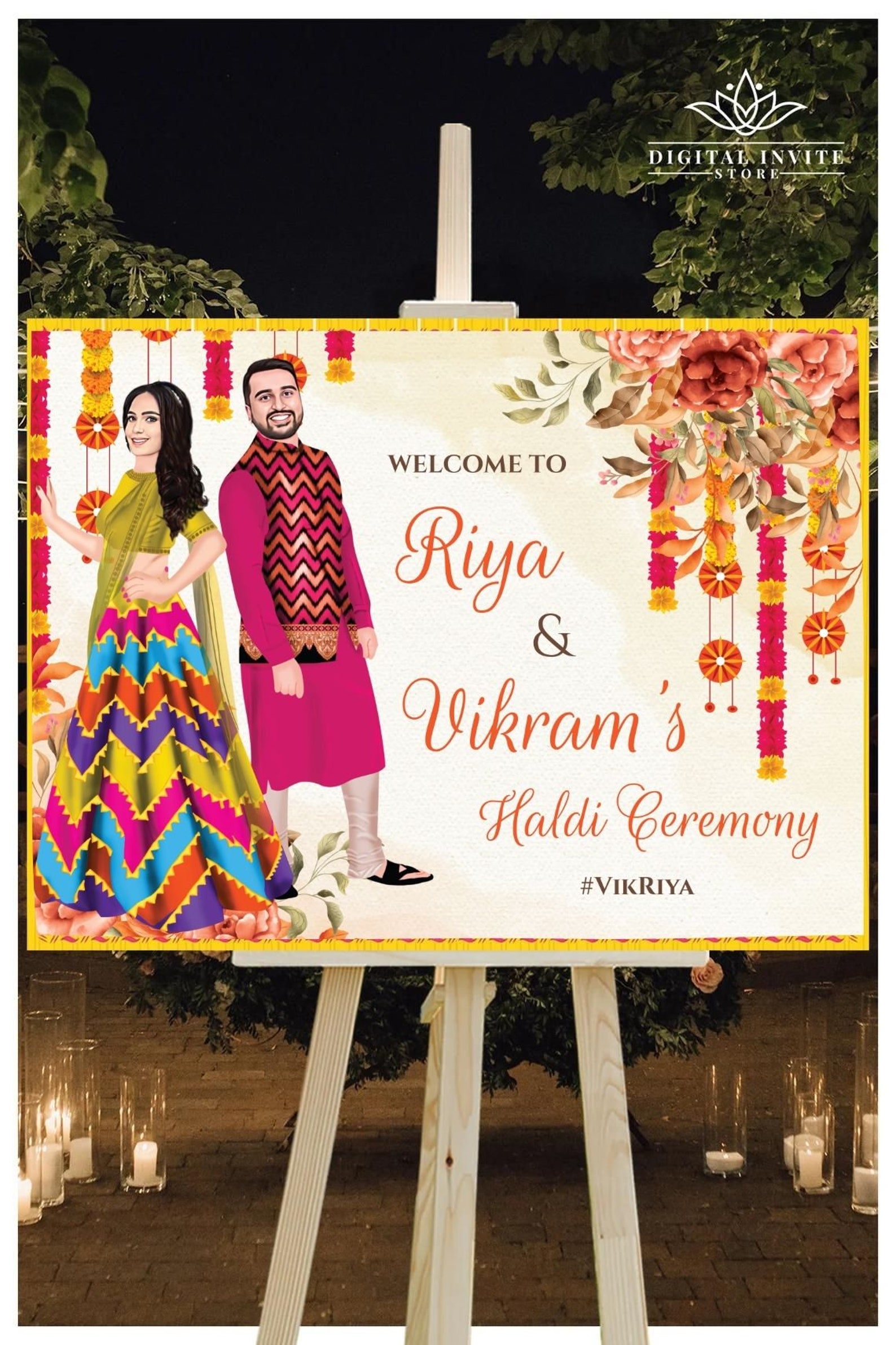Haldi Signages as Haldi Portrait Welcome Signs, Haldi Ceremony Signs ...