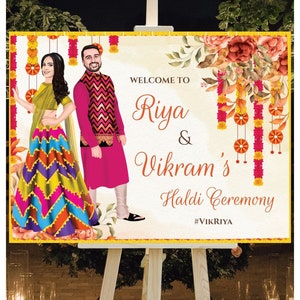 Haldi Signages as Haldi Portrait Welcome Signs, Haldi Ceremony Signs ...