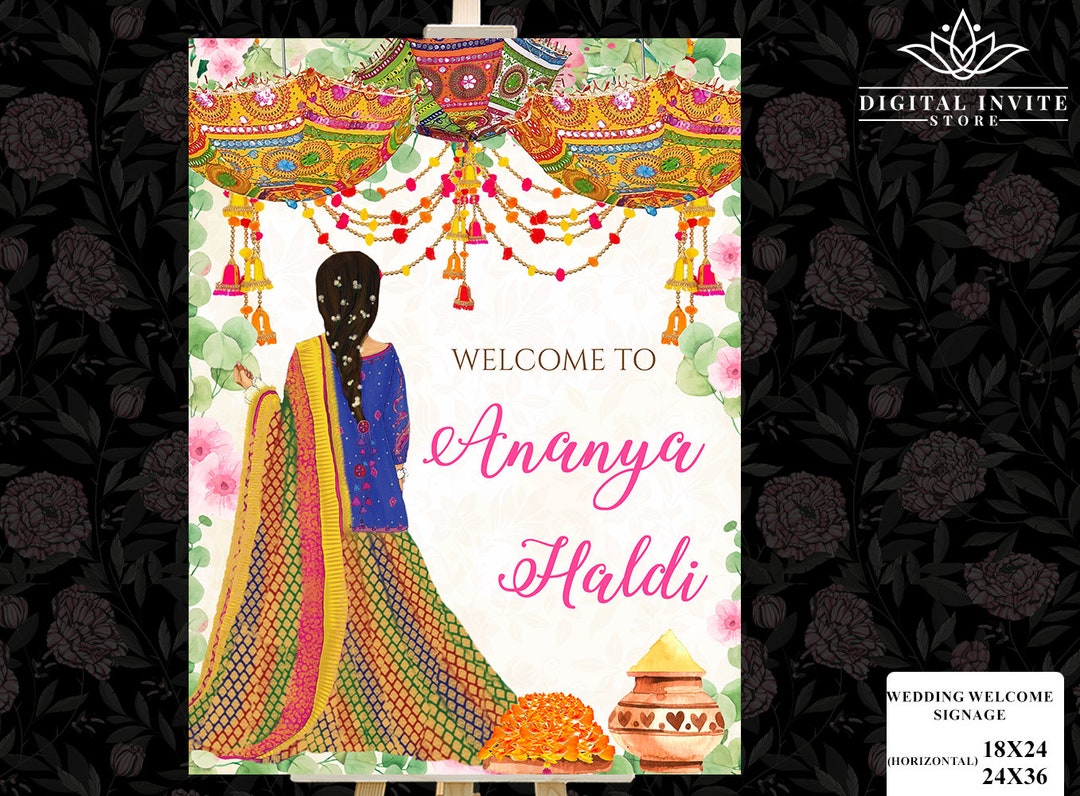 Haldi Signage Board, Haldi Welcome Signage Maiyaan, Indian Haldi Decor ...