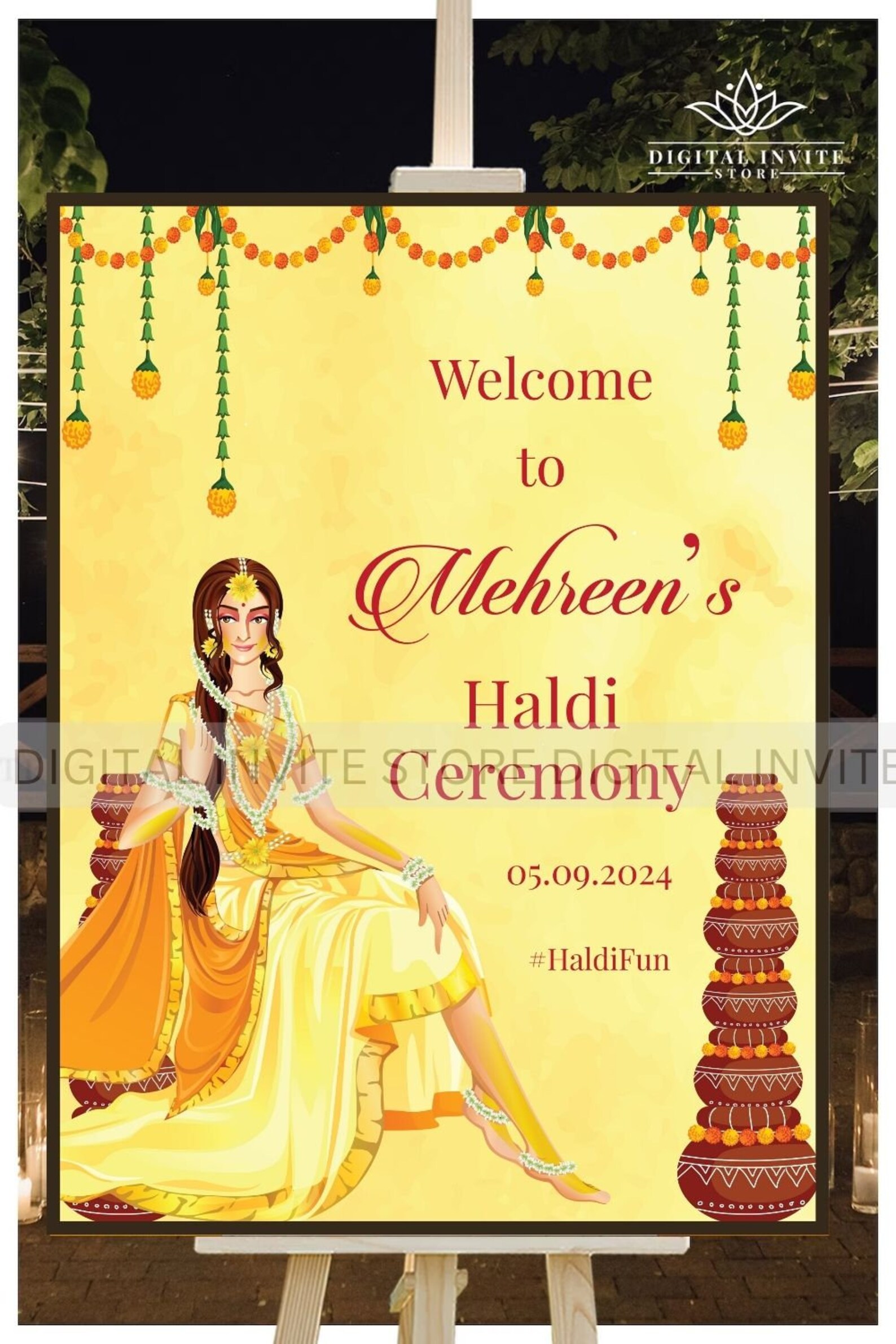 Haldi Ceremony Signages, Haldi Welcome Ceremony Signage, Floral Welcome ...