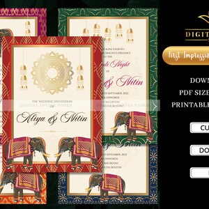Hindu Wedding Cards Set Indian Wedding Digital Invites - Etsy