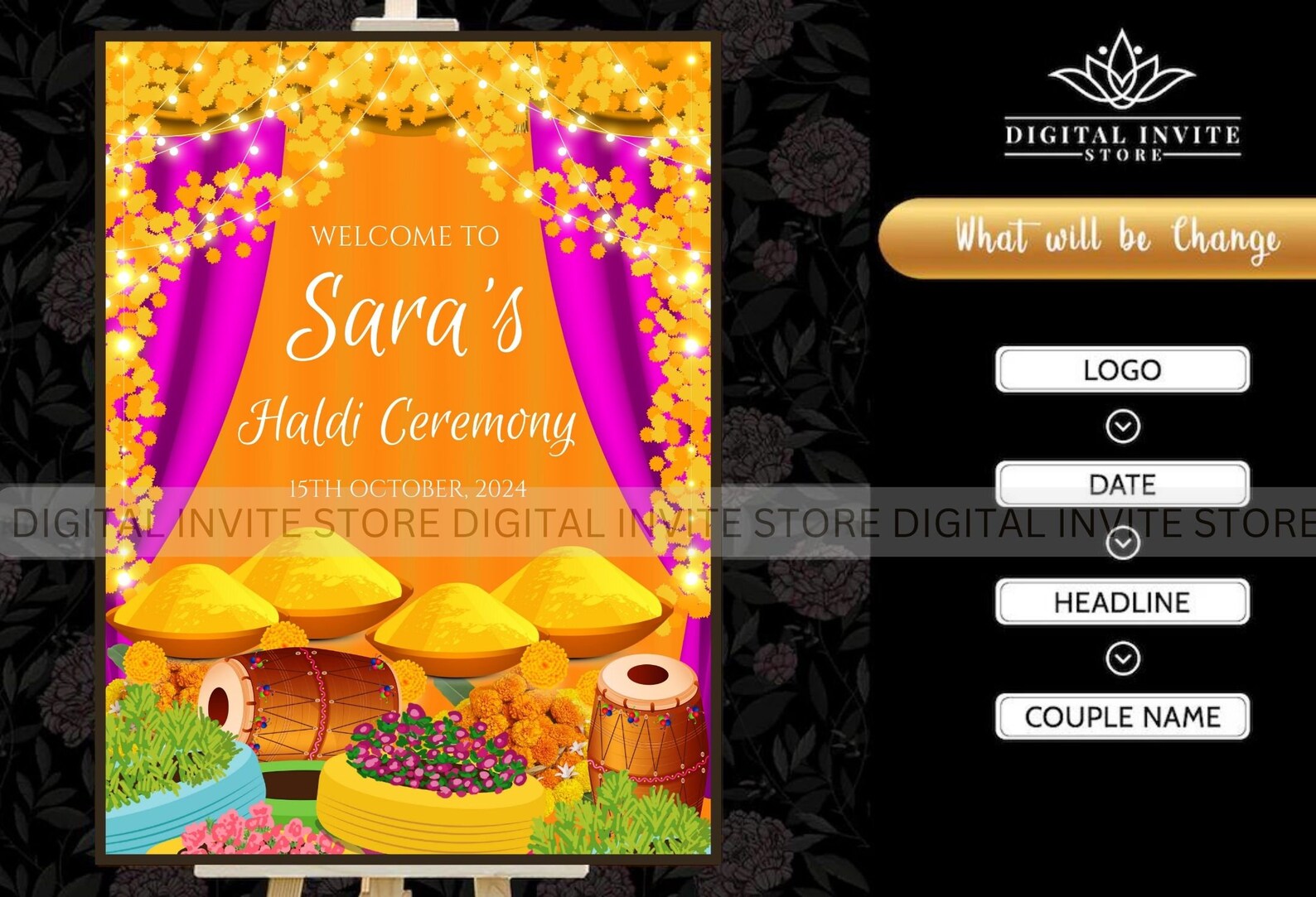 Haldi Welcome Signages, Haldi Ceremony Signs & Pithi Signages, Indian ...