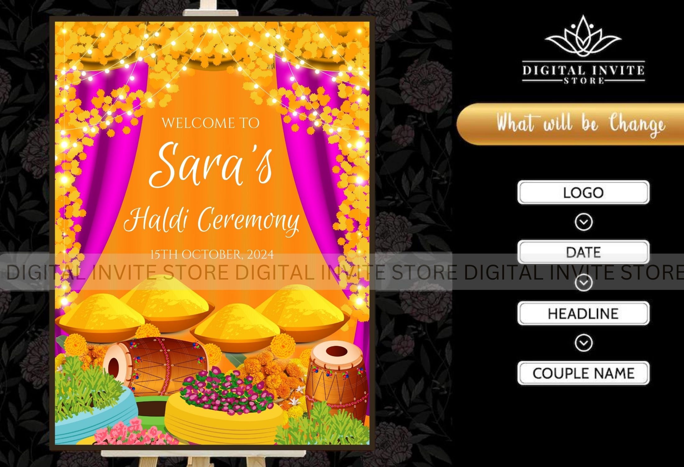 Haldi Welcome Signages, Haldi Ceremony Signs & Pithi Signages, Indian ...