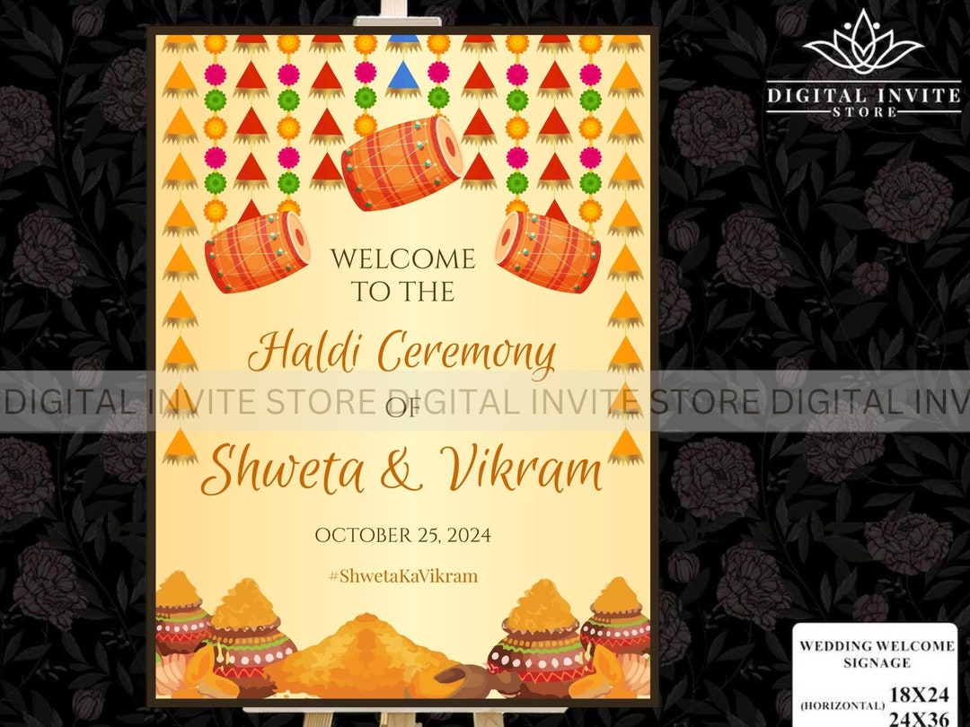 Haldi Welcome Sign as Sangeet Party Signages, Indian Haldi Decor Entry ...