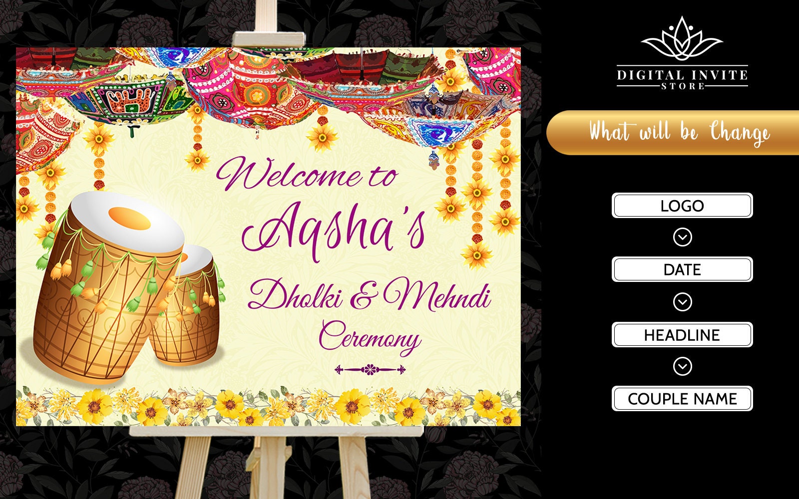 Muslim Dholki Signs With Umbrella Theme Muslim Dholak Night - Etsy