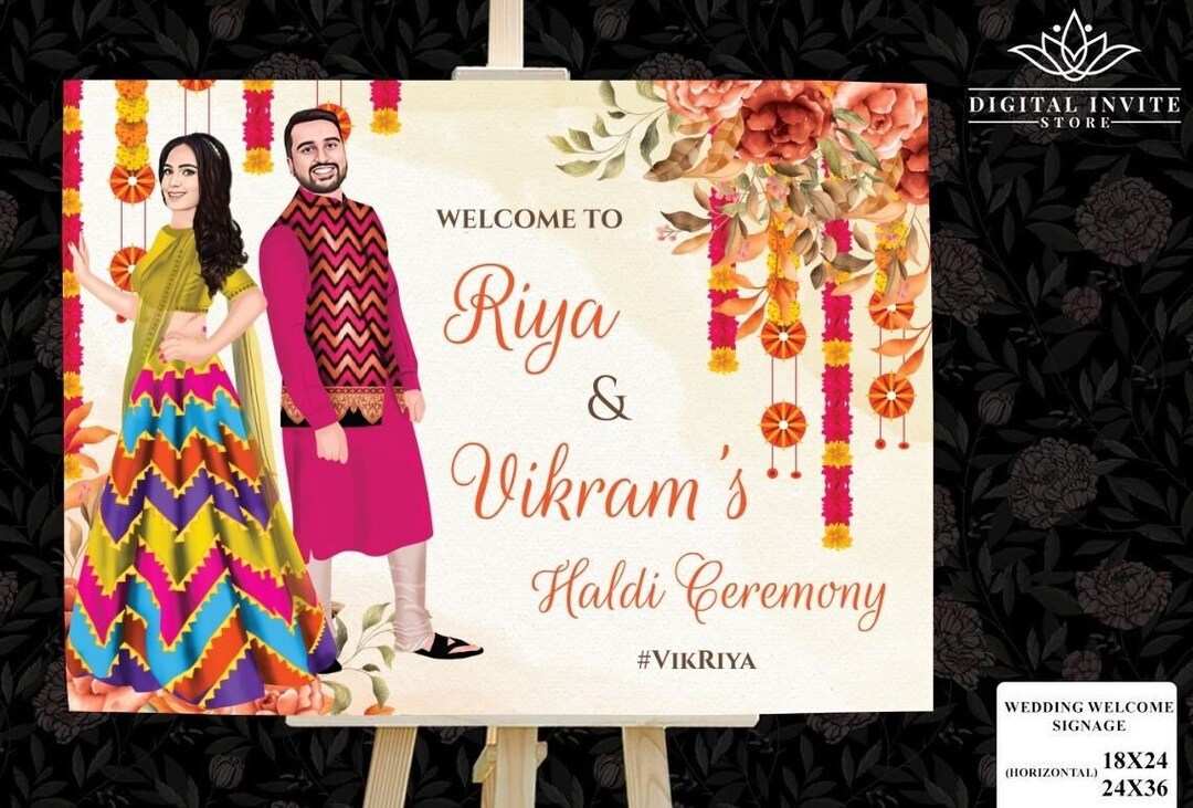 Haldi Signages as Haldi Portrait Welcome Signs, Haldi Ceremony Signs ...
