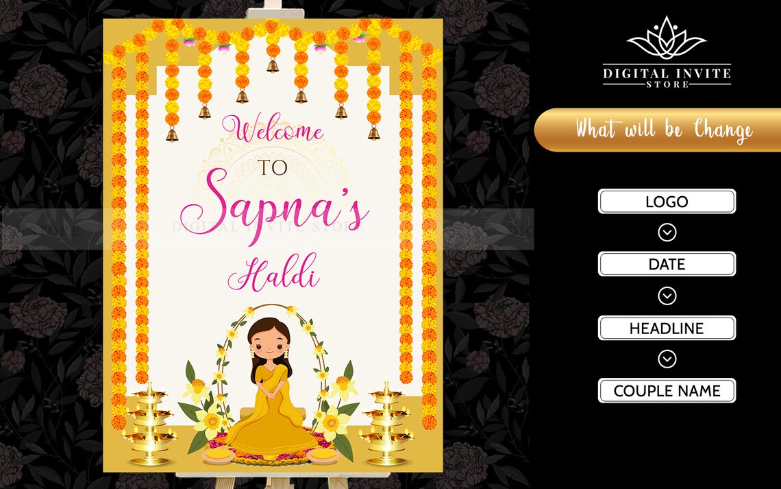 Buy Haldi Signage Board Haldi Welcome Signage Indian Haldi Decor Online ...