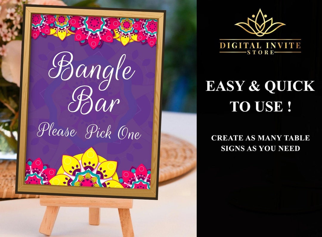 Bangle Station Signs, Mehndi Decoration Bindi Bar Sign, Bindi Station ...