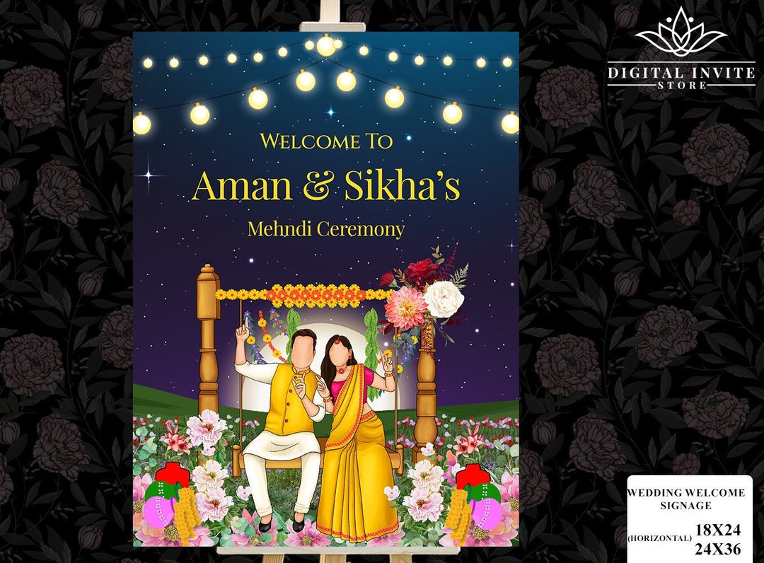 Haldi & Mehendi Signages, Mehndi Ceremony Welcome Signs, Custom ...