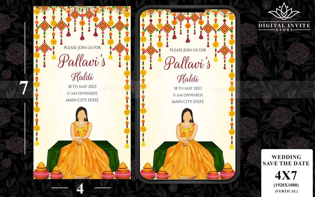 Haldi Party Invite Cards Digital Haldi Save the Date - Etsy