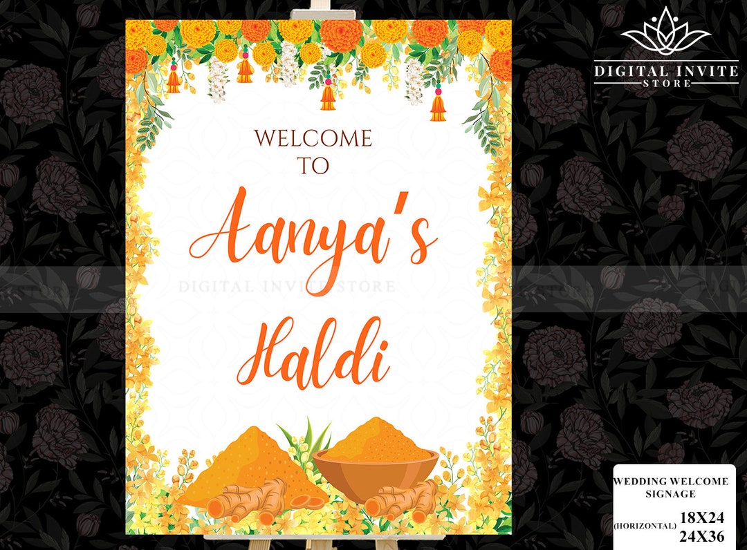 Haldi Floral Welcome Signages Indian Haldi Decor Entry Sign - Etsy