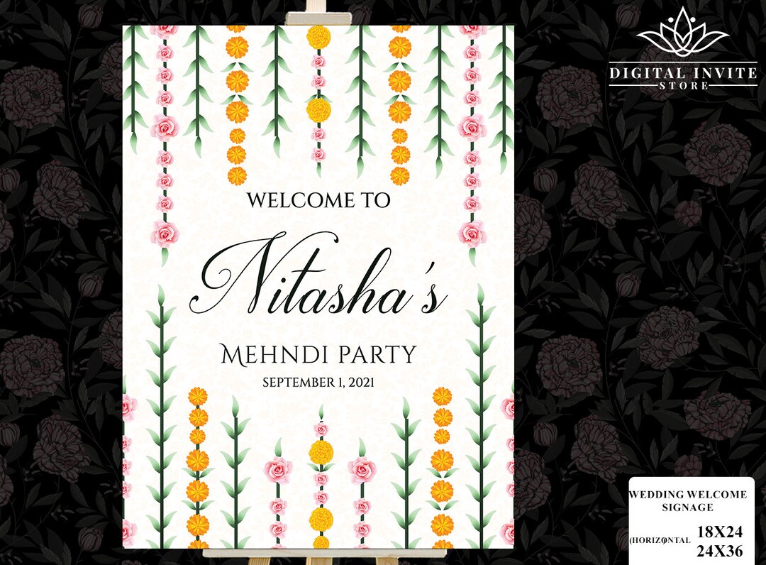 Mehendi Welcome Signage Board, Mehndi Signs Desi Decor, Indian Decor ...