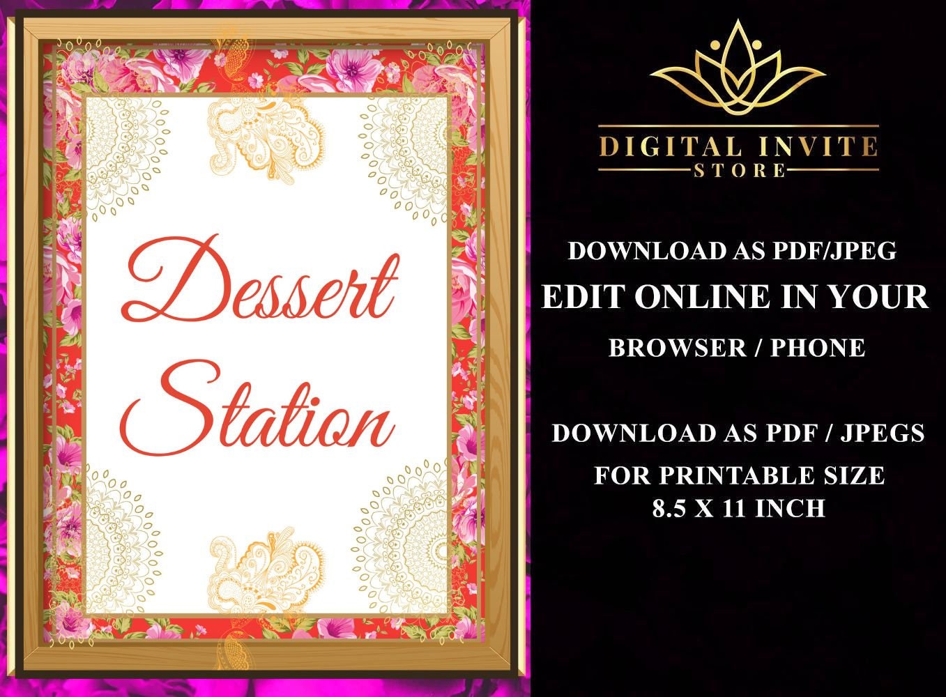 Dessert Station Signs, Desi Food Station Signs, Wedding Decor Indian ...