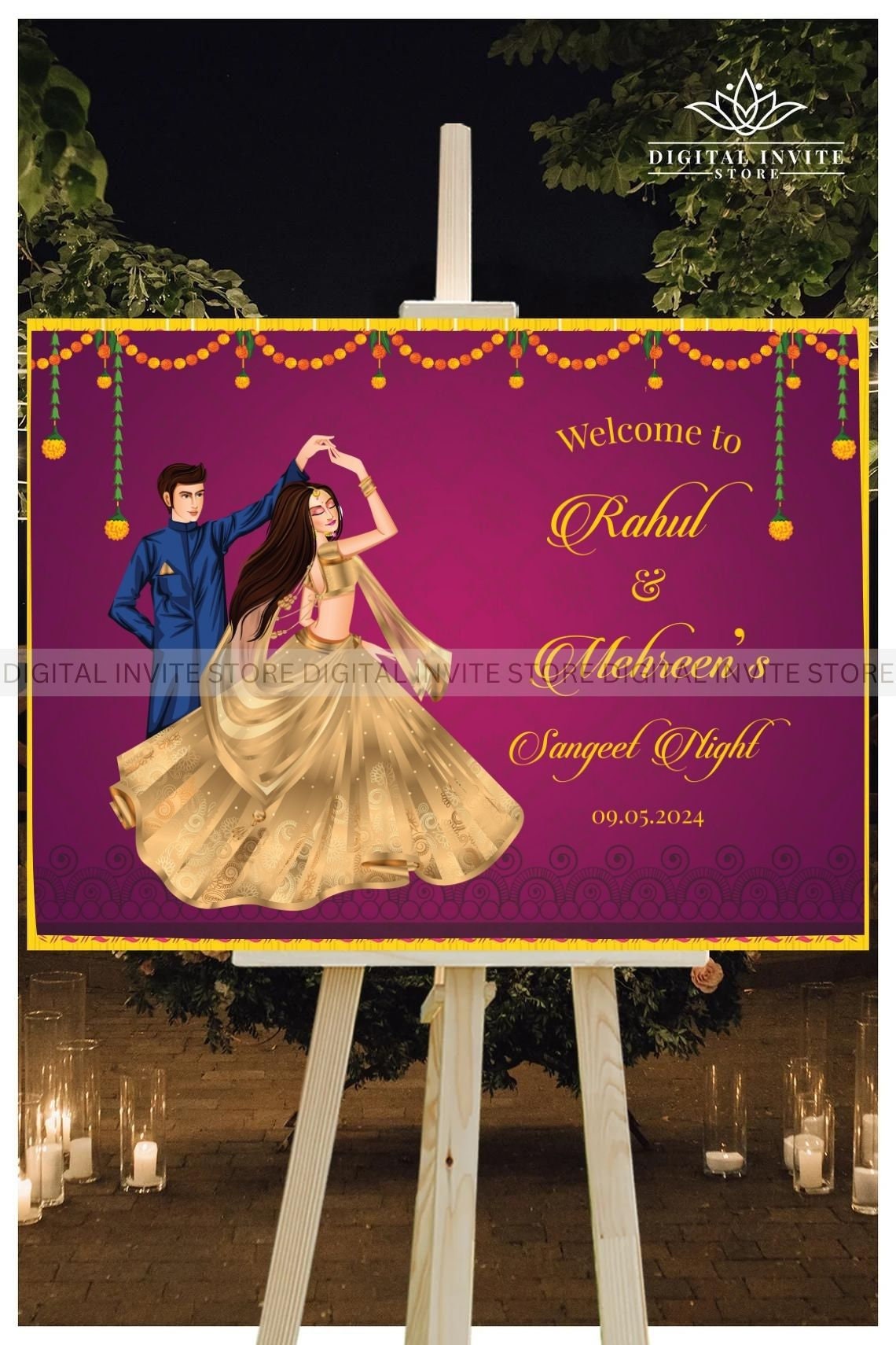 Sangeet Ceremony Welcome Sign, Sangeet Night Signages, Indian Sangeet ...