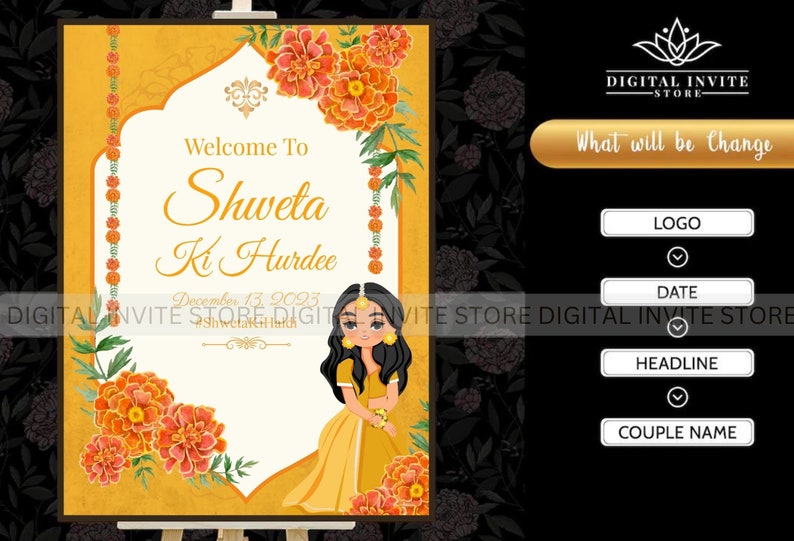 Haldi Signage Board, Gaye Holud Welcome Signage, Indian Haldi Decor ...