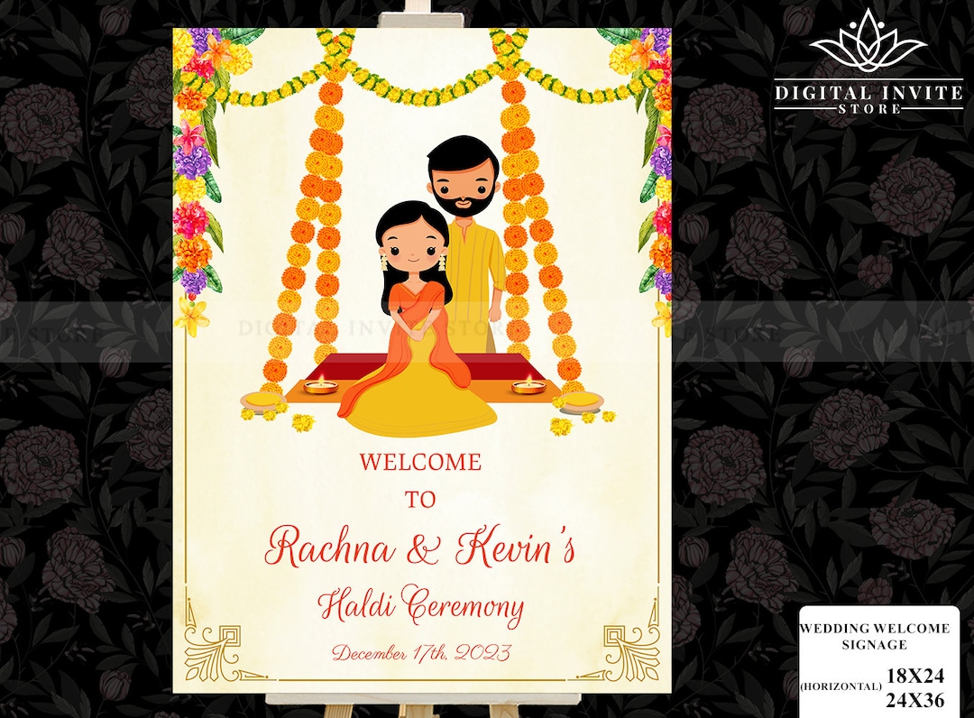 Haldi Ceremony Signs & Pithi Signages Indian Couple as Indian - Etsy