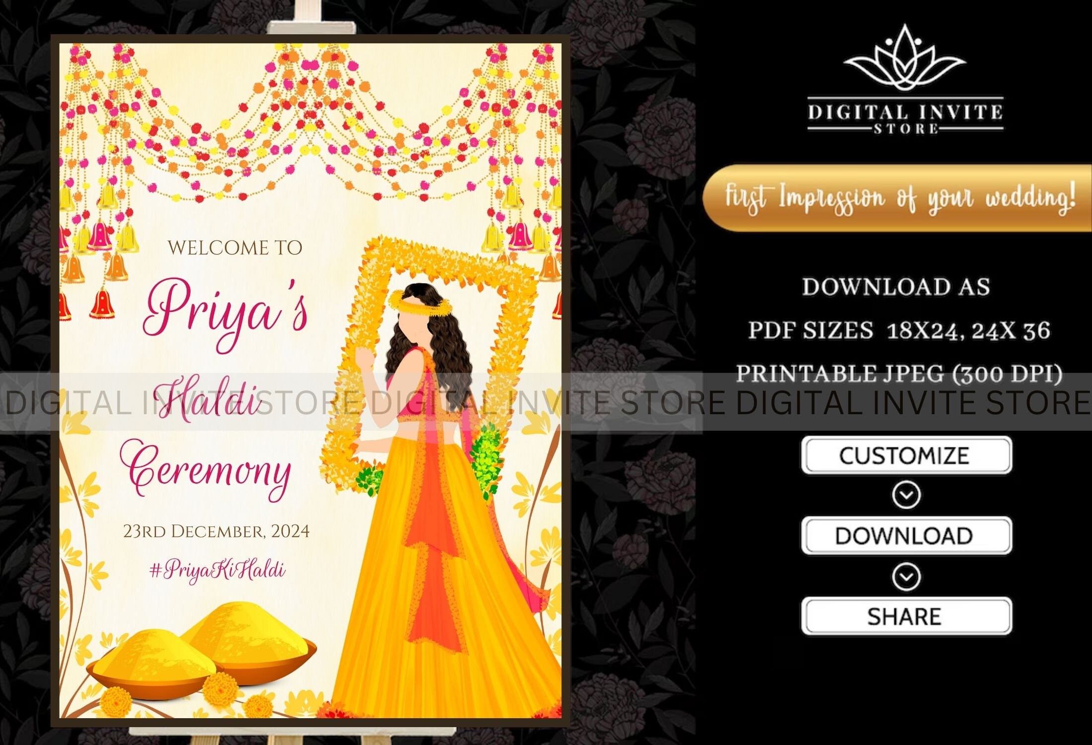 Haldi Welcome Signages as Haldi Signs, Haldi Ceremony Signs & Pithi ...