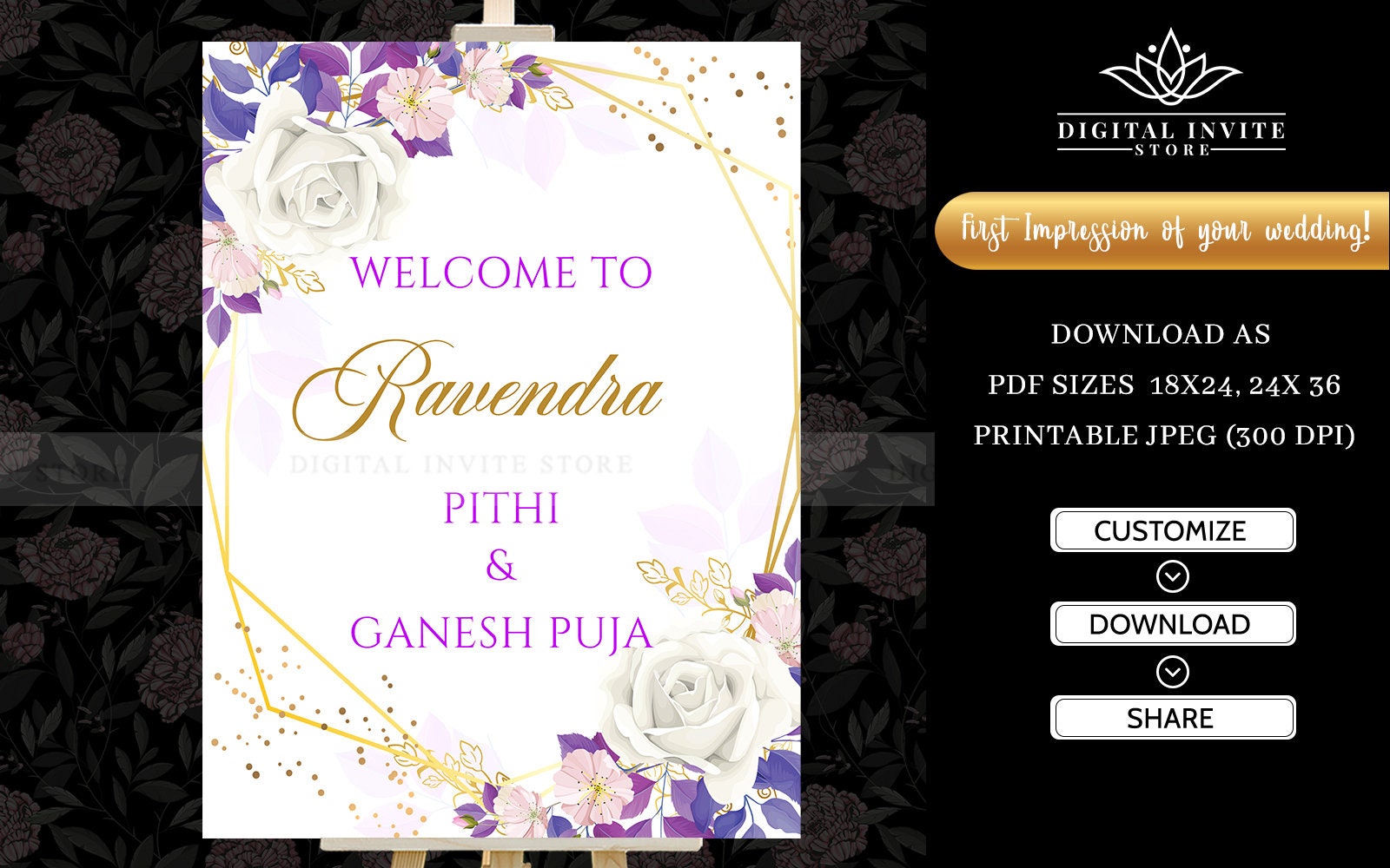 Indian Pithi Signs Ganesh Pooja Signs Pithi Welcome Signage - Etsy