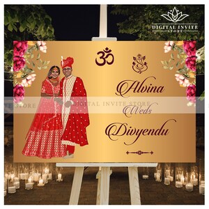 Custom Portrait Indian Wedding Welcome Signage, Kobar Wedding Signage ...