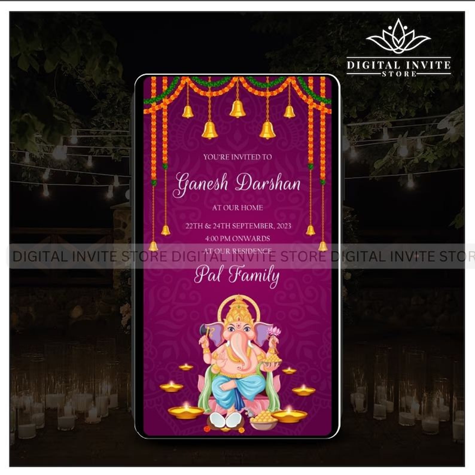 Ganesh Chaturthi Invitation Ganesh Darshan Card, Ganesha Invitations as ...