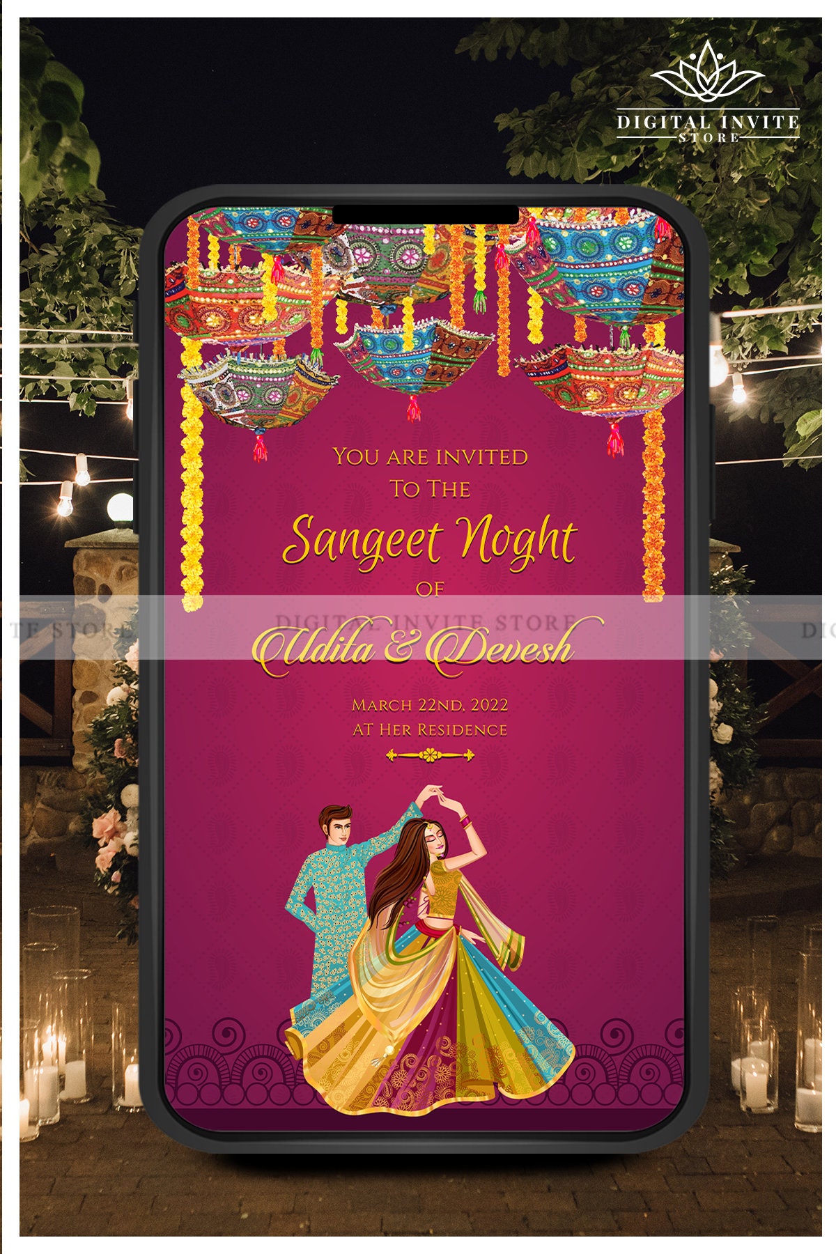 Sangeet Party Invite Card Sangeet Invites Sangeet Night - Etsy