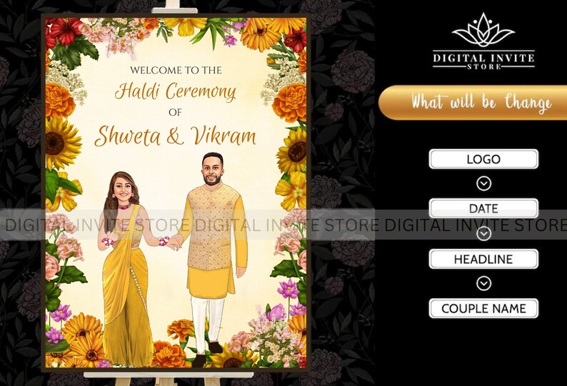 Haldi Welcome Signages as Haldi Signs, Haldi Ceremony Signs & Pithi ...