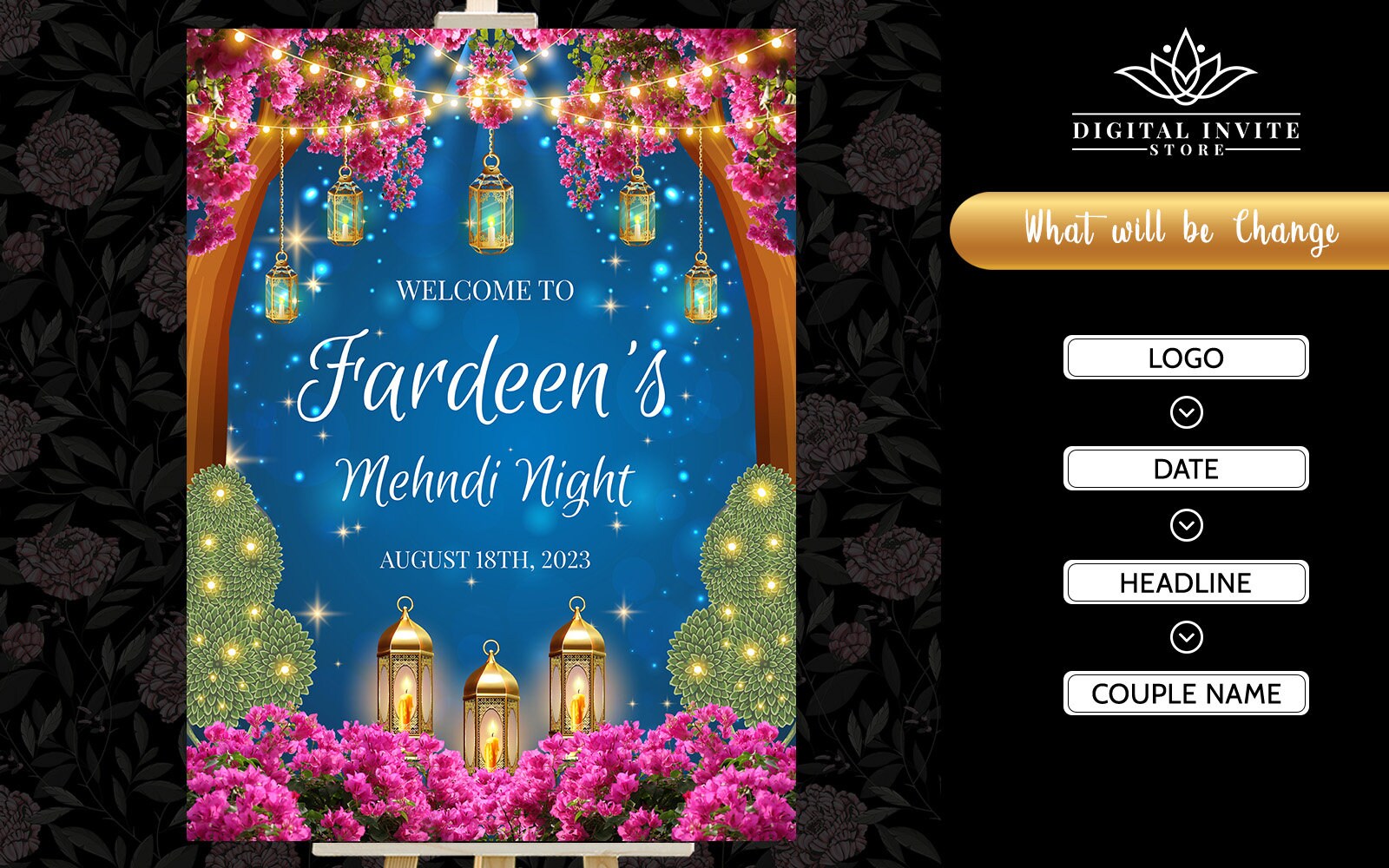 Mehendi Welcome Signage Board Mehndi Signs Lanterns Desi - Etsy