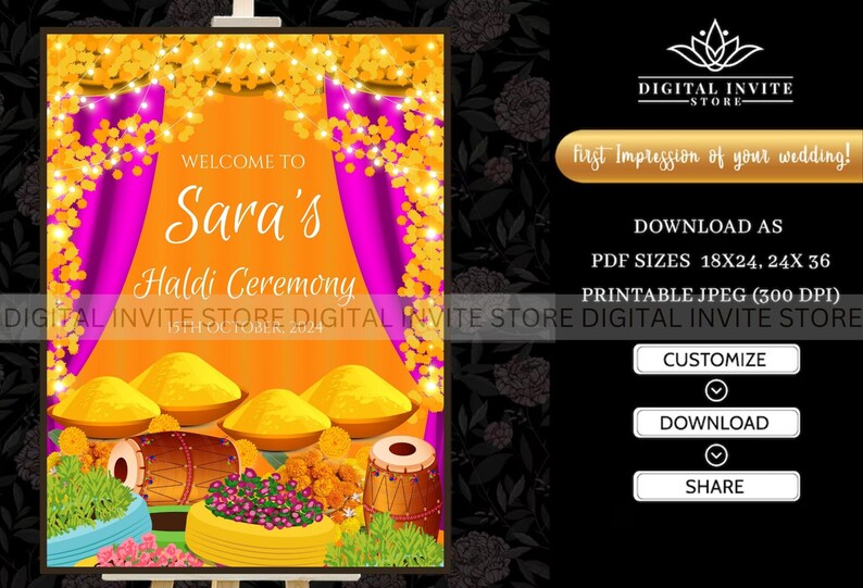 Haldi Welcome Signages, Haldi Ceremony Signs & Pithi Signages, Indian ...