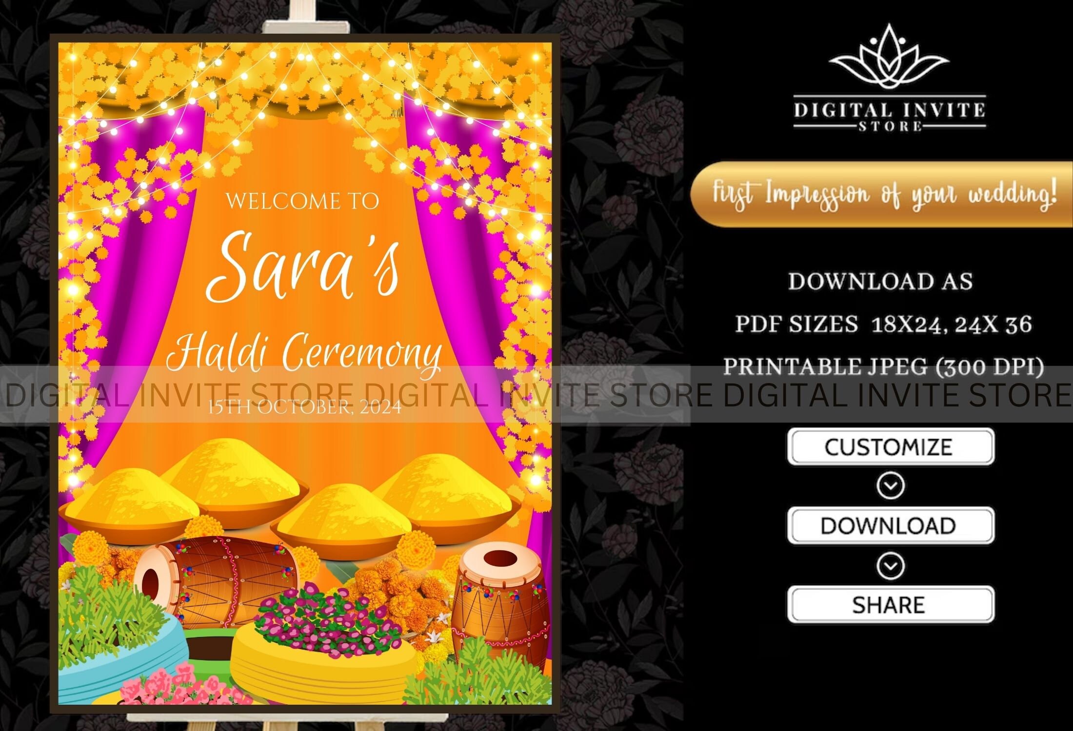 Haldi Welcome Signages, Haldi Ceremony Signs & Pithi Signages, Indian ...