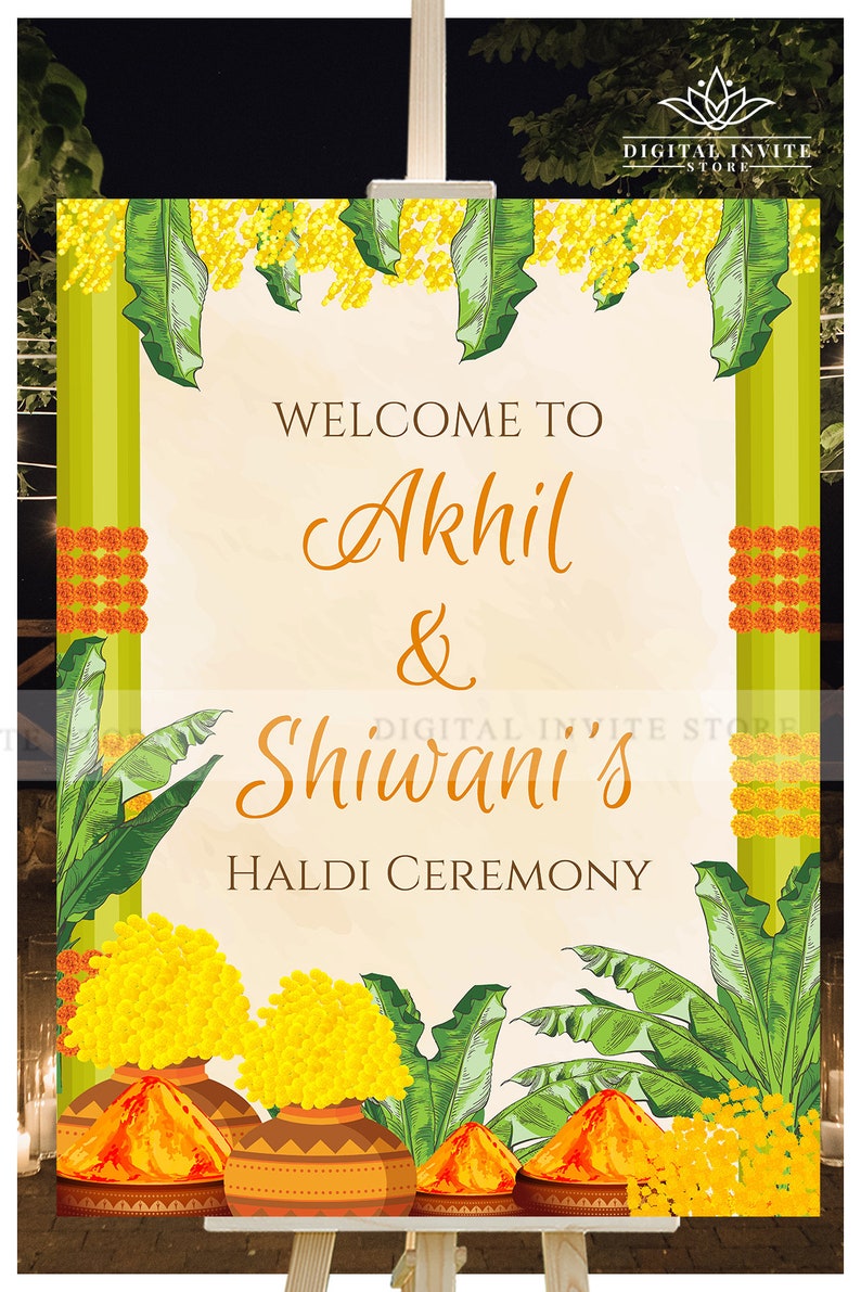 Indian Haldi Decor Entry Sign Board Haldi Party Welcome - Etsy