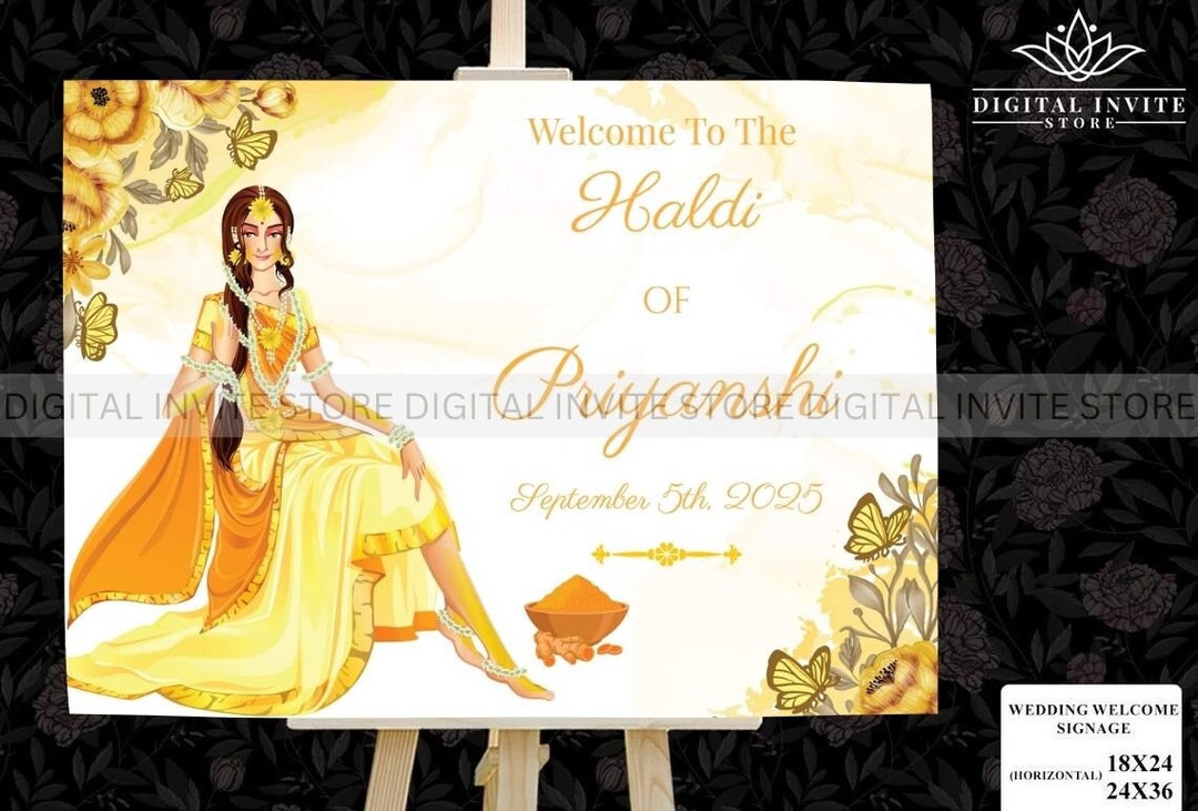 Haldi Ceremony Welcome Signs, Haldi Ceremony Signages, Indian Haldi ...