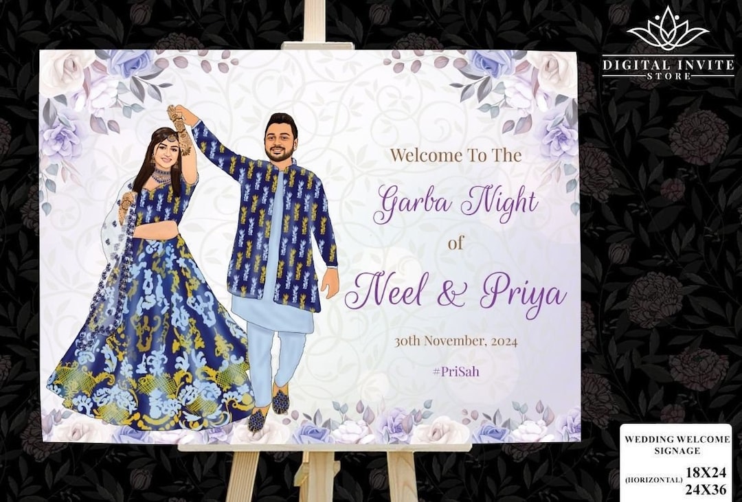 Garba Night Signages, Sangeet Welcome Signs, Welcome to Our Reception ...