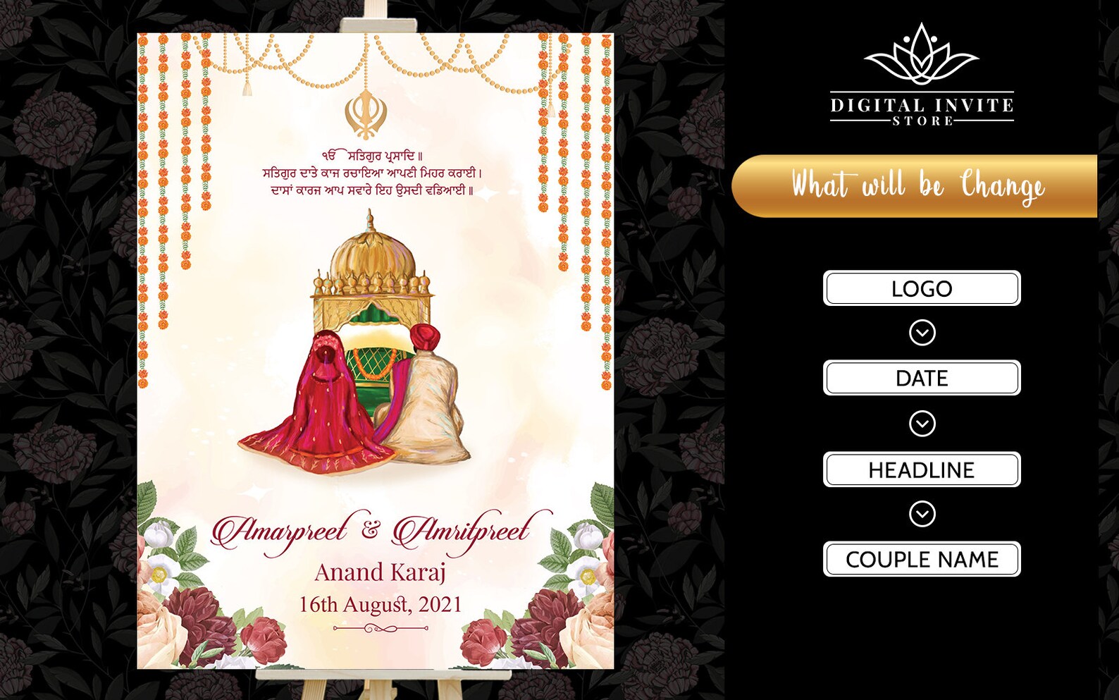 Sikh Wedding Welcome Signroyal Welcome Signage Board Sikh | Etsy