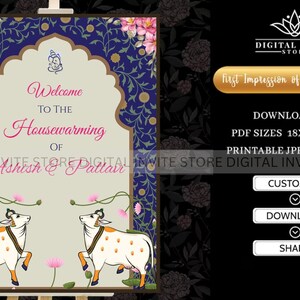 Indian Grihapravesham Signs, Pichwai Housewarming Signs, Gruhapravesham ...