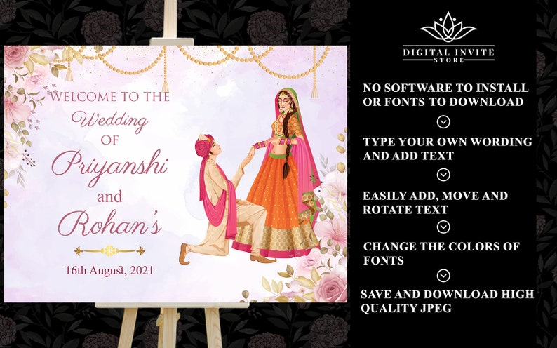 Hindu Welcome Signage Indian Wedding Ceremony Sign Punjabi - Etsy