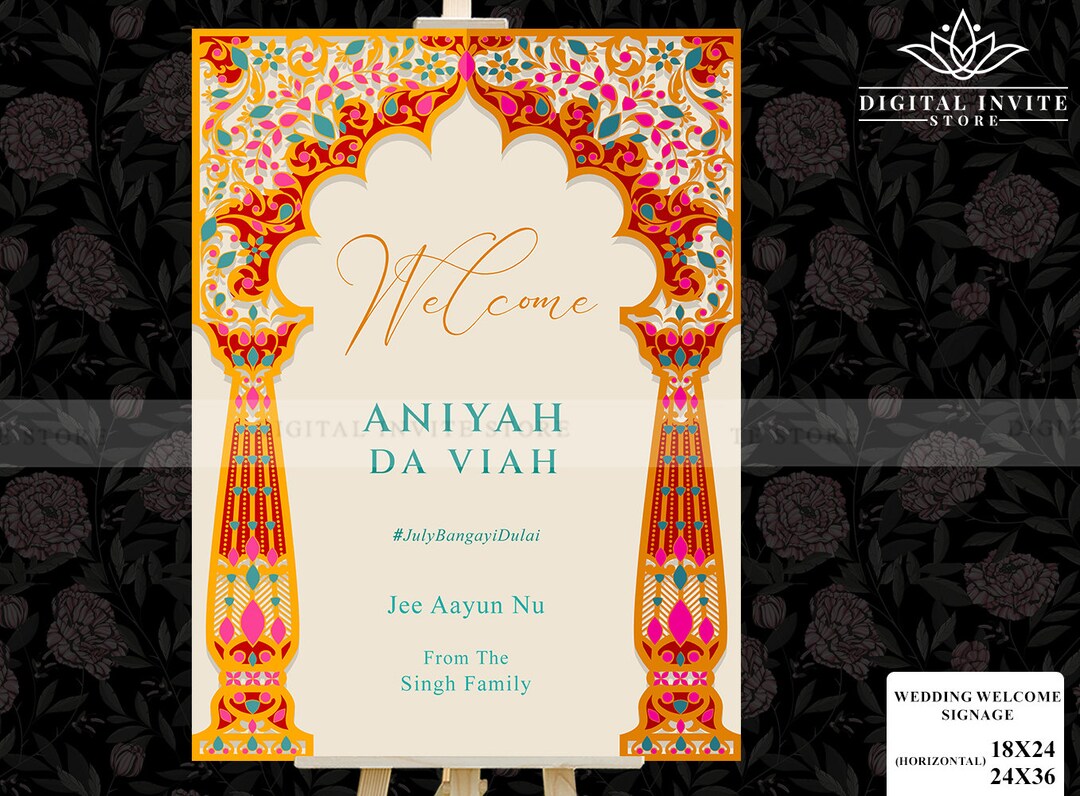 Punjabi Home Welcome Signs as Sikh Wedding Welcome Signage Board, Jee ...
